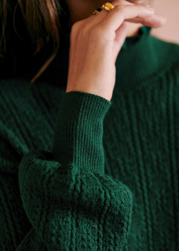 Pull Rosalia - Vert Bouteille - Laine Mérinos - Sézane