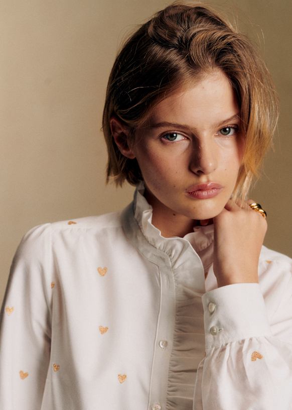 Coffret Chemise Chlo - Broderie Coeur Doré - Coton Biologique - Sézane