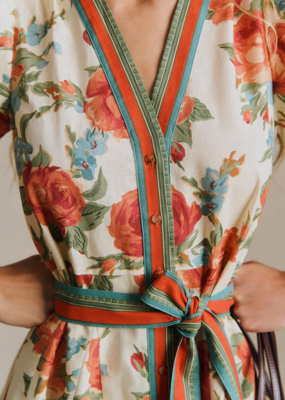 Ariande Dress - Manoli Print - Organic flax - Sézane