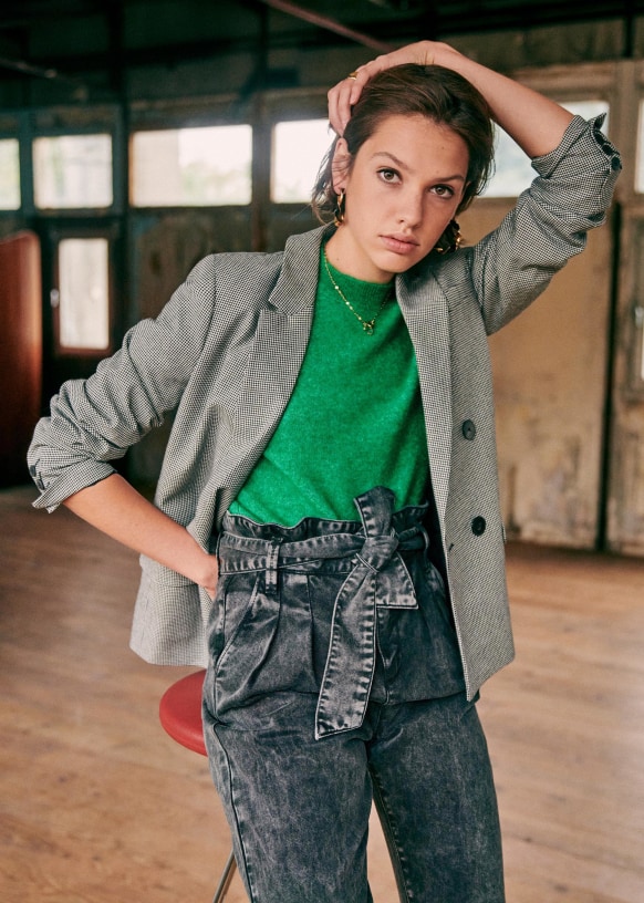 Christie Jacket - Striped Ecru / Café - Viscose - Sézane