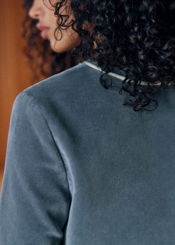 Rebeka Jacket - Sézane x MDLO - Slate Blue Velvet - Organic Cotton - Sézane