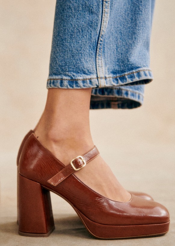 Babies High Georgia - Pistache Vernis - Cuir bovin - Sézane