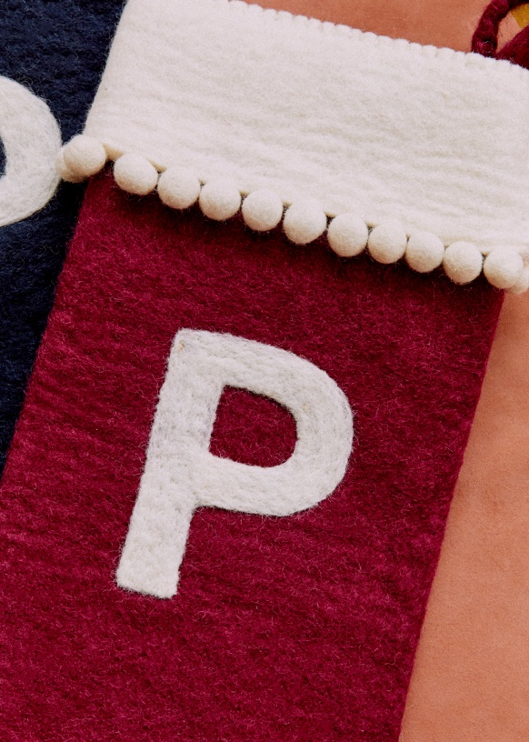 Burgundy Festive stocking - P - Sézane