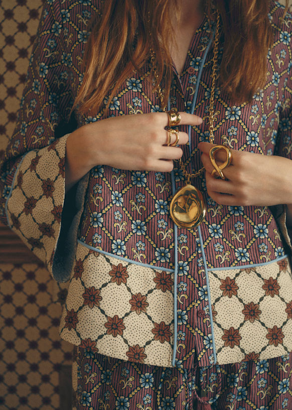 Lumilis Blouse - Sézane x Antoinette Poisson - Madder Red Heart Print ...