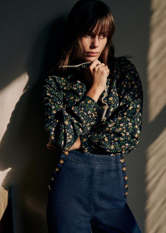 Chemise Colina - Imprimé Miranda Marine - Coton Biologique - Sézane