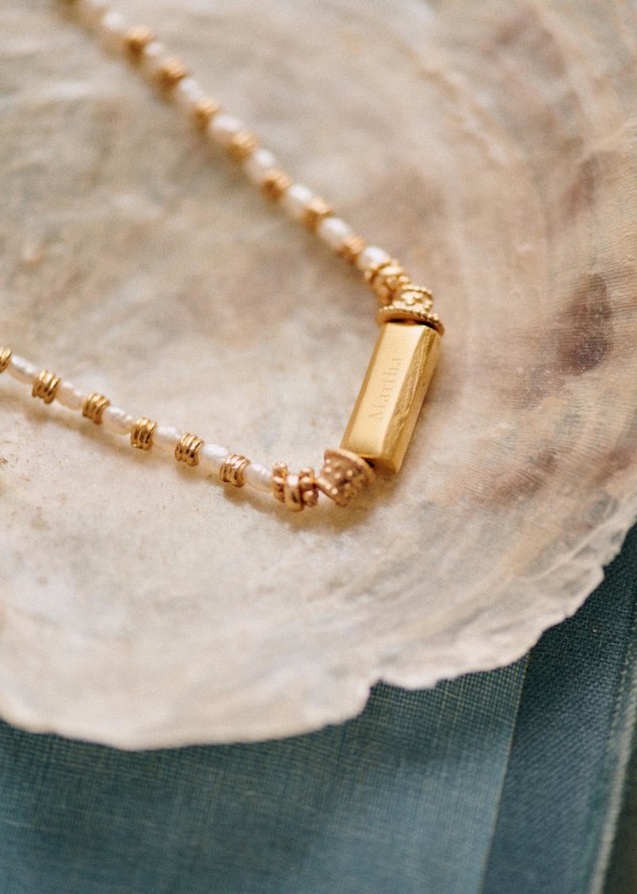 Ronnie Necklace - Gold / Green - Brass - Sézane