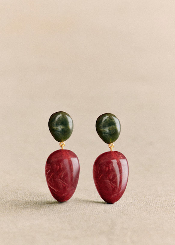 Carla Earrings Multicoloured Khaki Resin Sezane