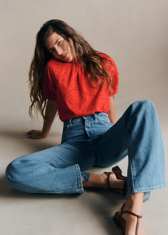 Shaily Blouse - Red Poppy - Cotton - Sézane