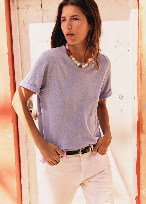 Martha T-Shirt - Lilac - Linen - Sézane