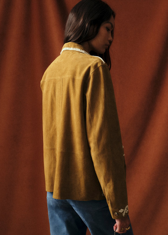 Wilo Jacket - Sézane x Baziszt - Bronze with Ecru Embroidery - Goat ...