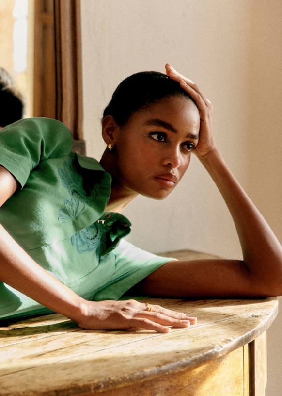 Hety Dress - Palm Green - Organic Cotton - Sézane