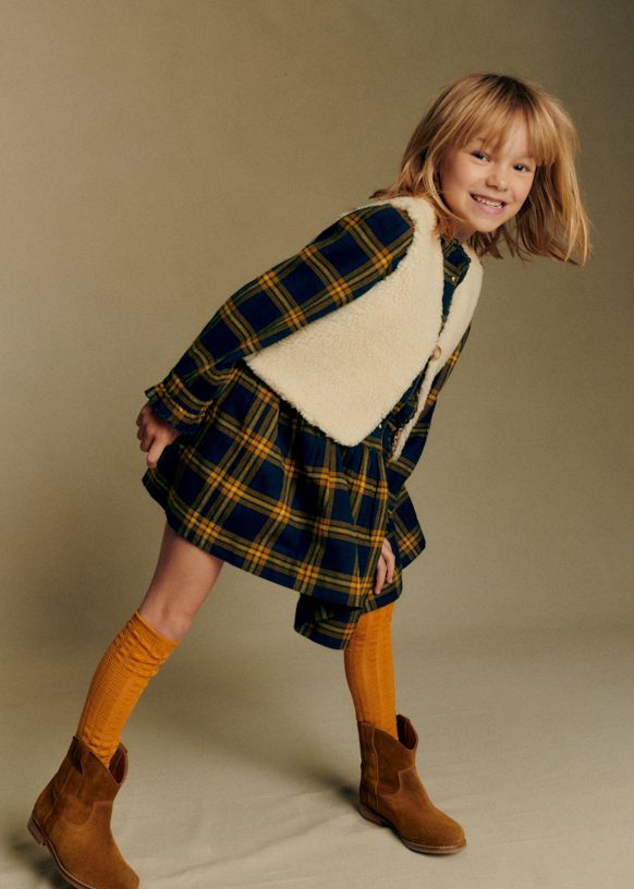 Romy Dress - Midnight Blue Checks - Organic cotton - organic textile ...