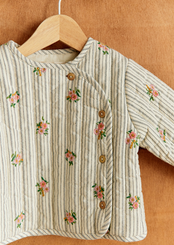 Fanny Jacket - Stripes with Floral Embroidery - Organic cotton ...