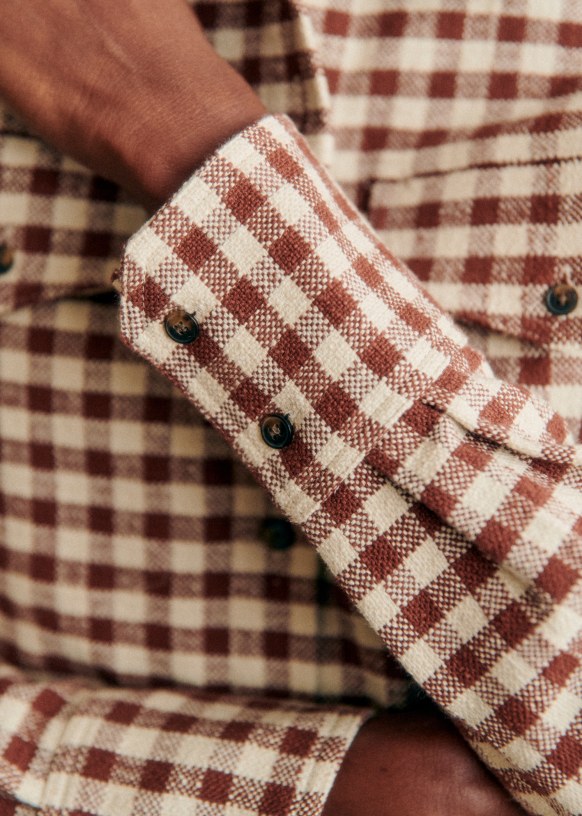 Maelle Shirt - Brown Gingham/ Ecru - Organic Cotton - Sézane