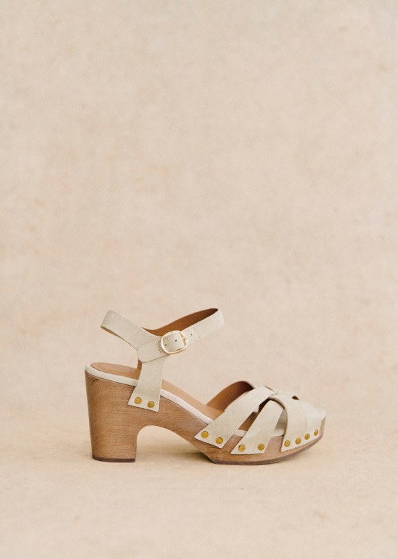 Isabelle Clogs - Sandstone - Split cowhide leather - Sézane