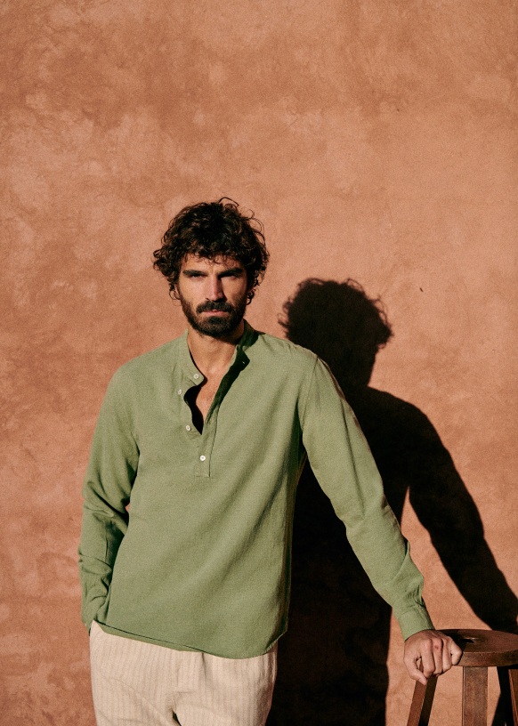 Buster Shirt - Ecru Blue Stripes - Cotton - Sézane