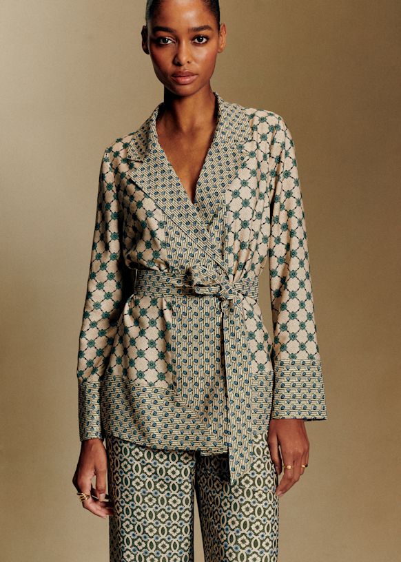 Amiris Shirt - Sézane x Antoinette Poisson - Dominote Patchwork Print ...
