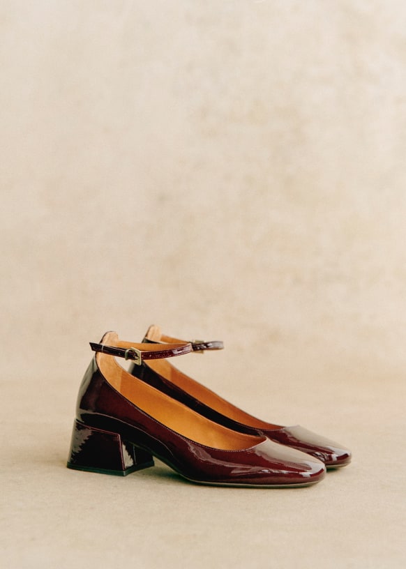 Babies Mélanie - Pourpre Vernis - Cuir bovin vernis - Octobre Éditions