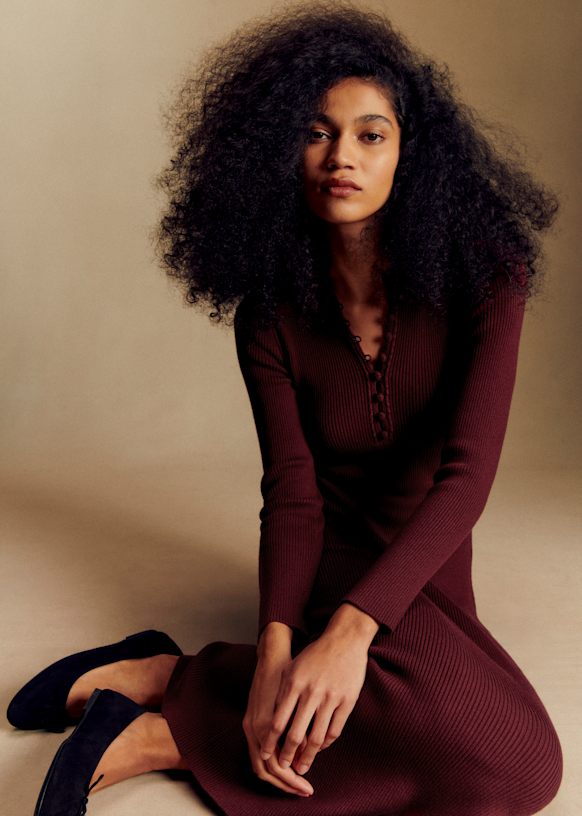 Vestido Lorette - Burdeos - Lana Merino - Sézane