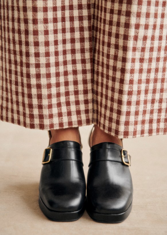 Sabots High Rebecca - Noir Glacé - Cuir bovin - Octobre Éditions