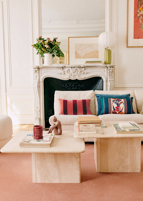 Velvet Stripes Cushion - Small Model - Blush and Burgundy - Organic ...