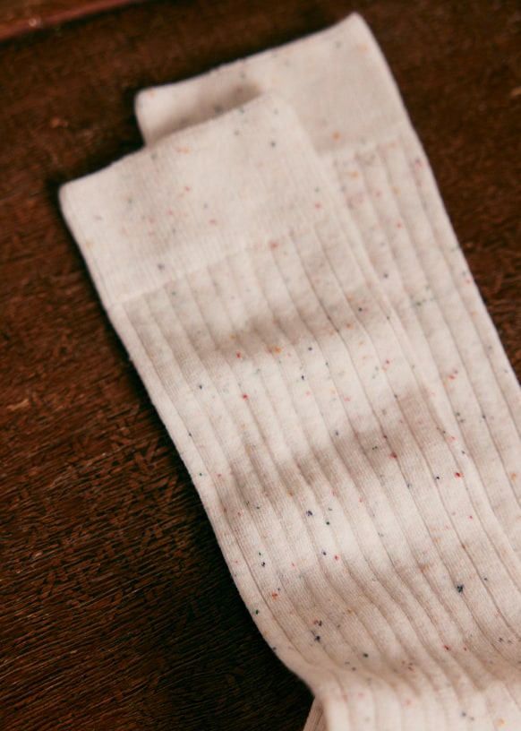 Dorian Socks - Blanc Moucheté Multico - Cotton-Polyamide Textile - Sézane