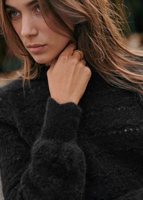 Lya Jumper - Black - Super kid mohair - Octobre Éditions