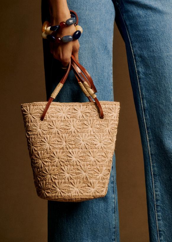 Rosie Basket - Natural Raffia Embroidery - Raffia - Sézane