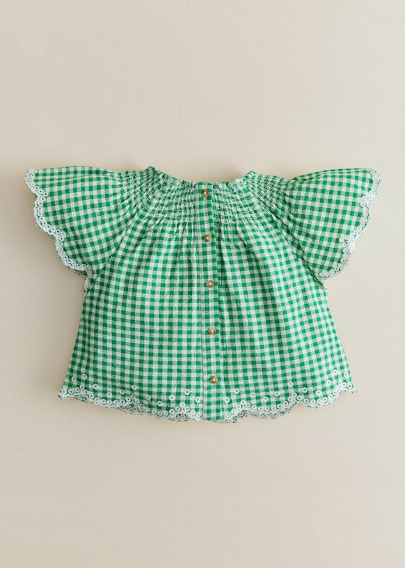 Nolane Blouse - Green Gingham - Organic cotton - organic textile - Sézane