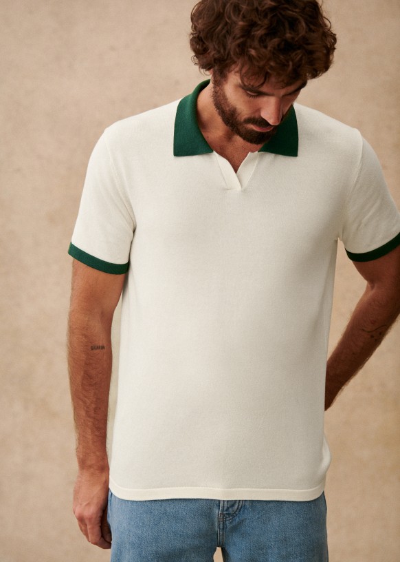 Nick Polo - Ecru / Green - Organic Cotton - Sézane