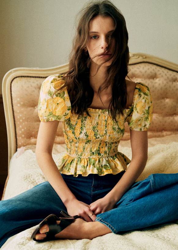 Blusa Charlyne - Estampado Andriane Amarillo - Algodón orgánico - Sézane