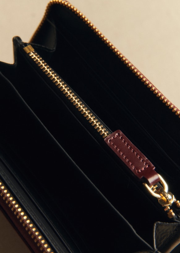 Victoria Wallet - Glossy Burgundy - Bovine leather - Sézane