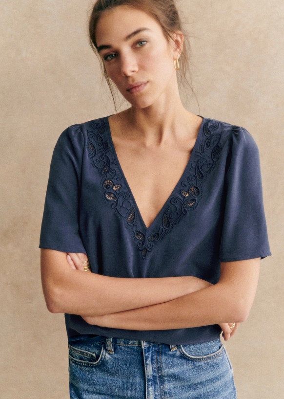 Minara Blouse - Green - Silk - Sézane