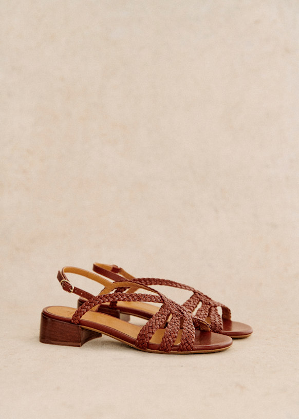 Rosa Low Sandals - Smooth Woven Natural Leather - Smooth cowhide ...