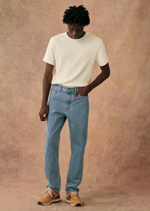 Calças corte direito Hanson - Azul Denim - Algodão Orgânico - Sézane