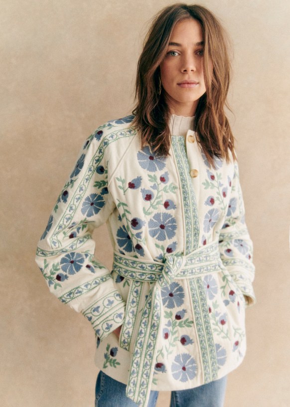 Renato Jacket - Ecru Multicolor - Organic cotton - organic textile - Sézane