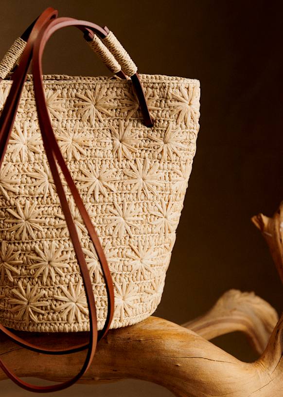 Rosie Basket - Natural Raffia Embroidery - Raffia - Sézane