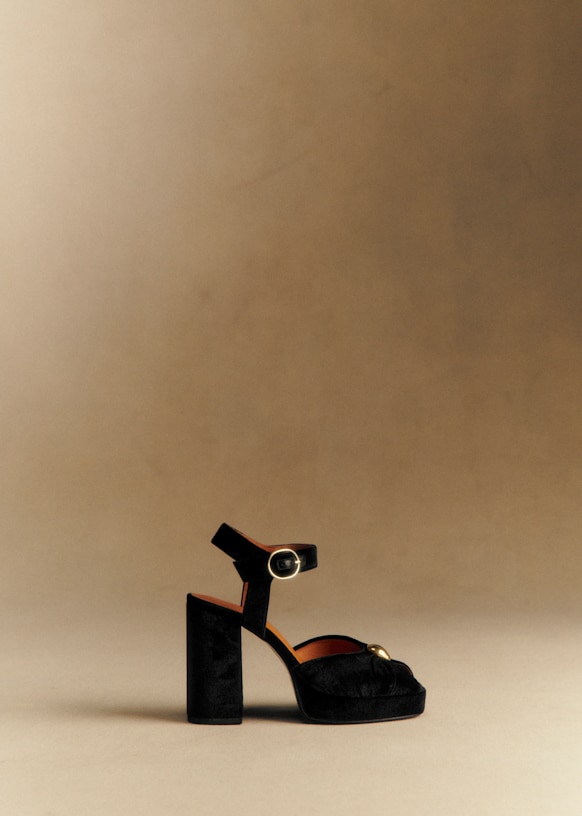 Sandali High Marjolaine - Nero Velluto - Tessuto - Sézane