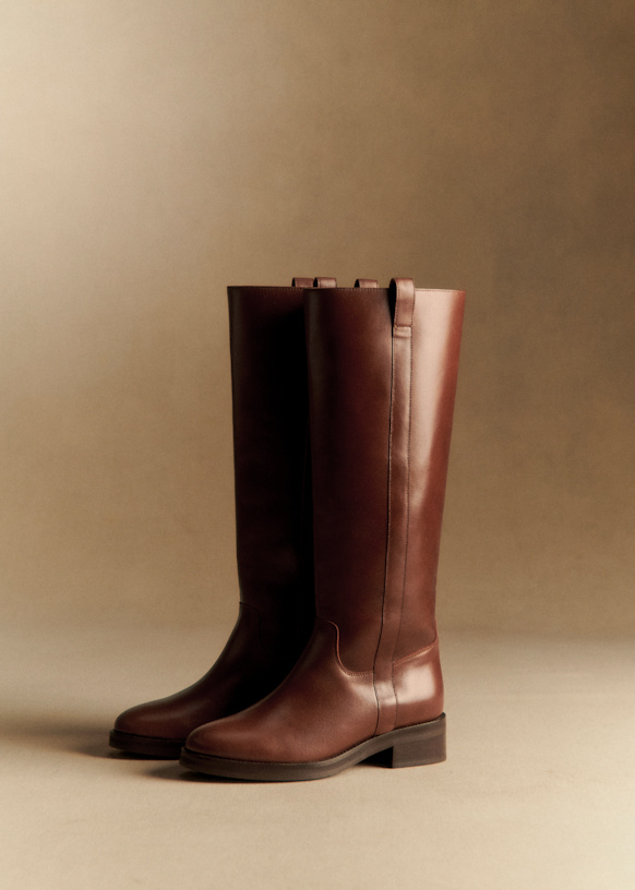 Bridget Knee Boots - Glossy Chocolate - Bovine leather - Sézane