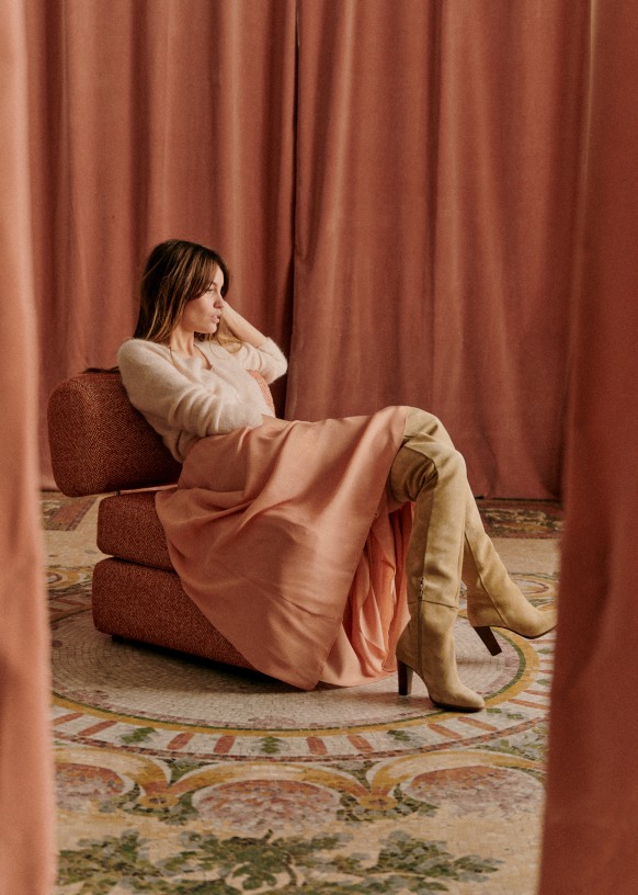 Barry cardigan - Ecru / Camel - Super kid mohair - Sézane