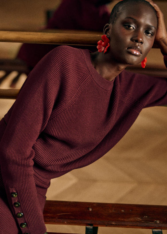 Pull Sami - Bordeaux - Laine Mérinos - Sézane