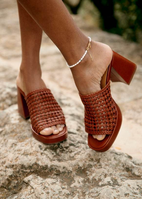 Annalisa High Mules - Smooth Natural Leather - Smooth cowhide leather ...