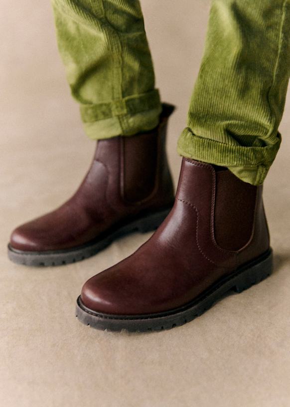 Charlie Boots - Navy - Split cowhide leather - Sézane