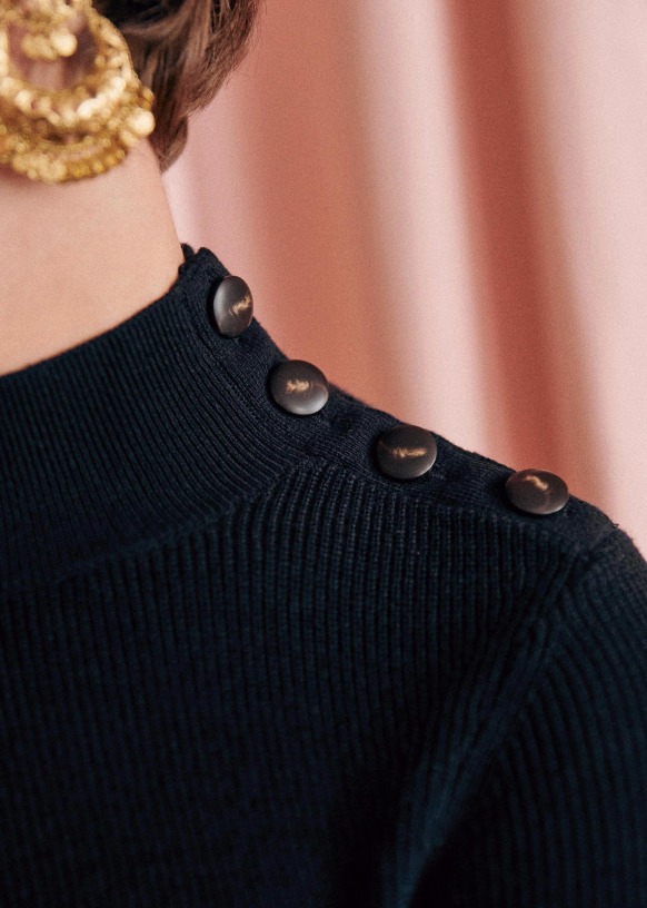 Valia Dress - Navy - Merino Wool - Sézane