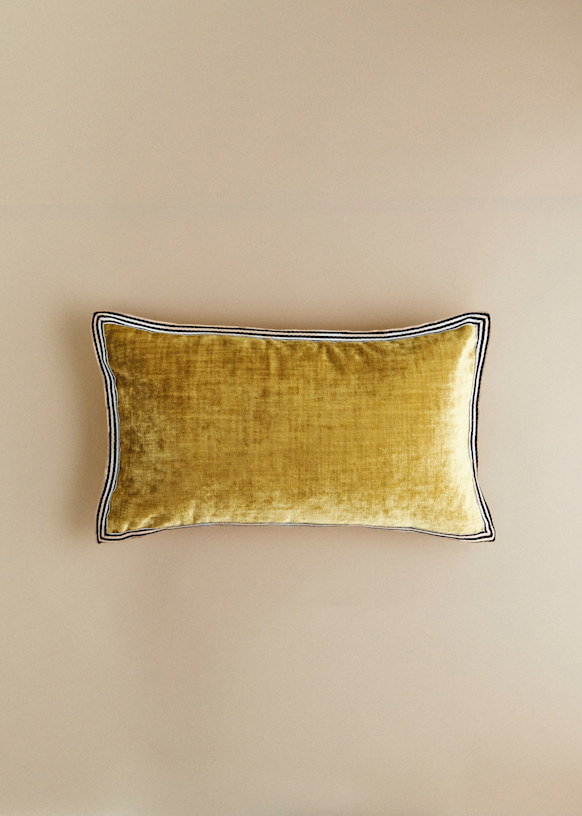 Textured Velvet Cushion - Small model - Honey - Polyester - Sézane