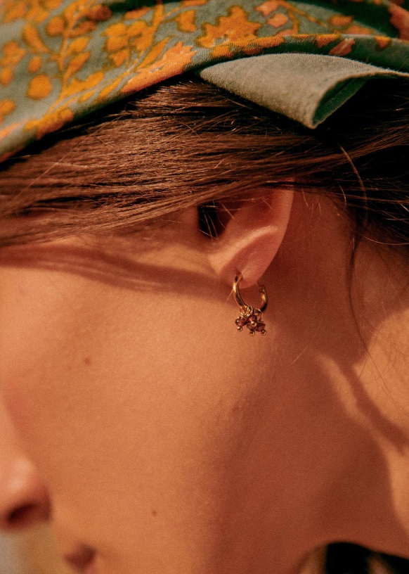 Carla Hoop Earrings - Gold / Green - Semi-Precious Stone - Sézane