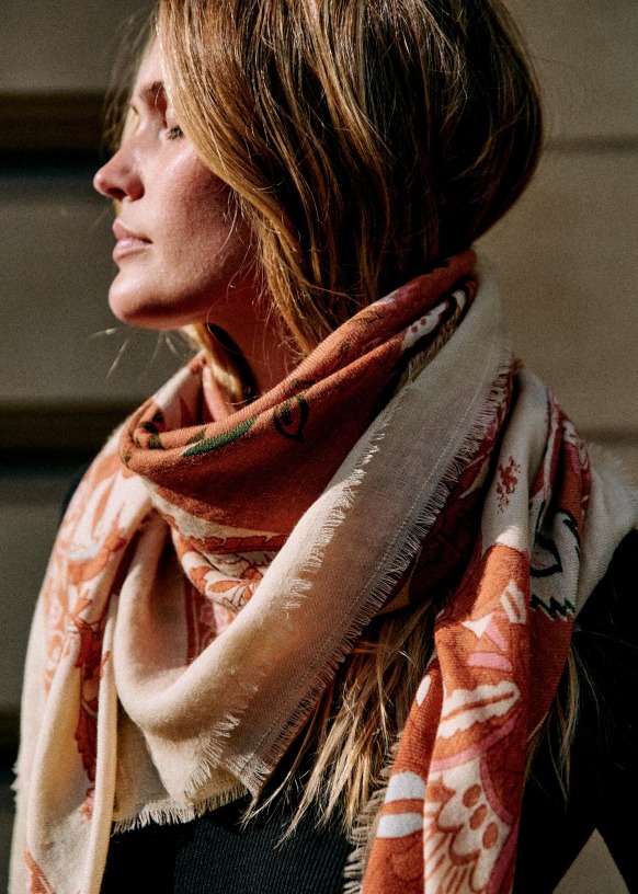 Pio Scarf - Orange colour block - Wool - Octobre Éditions