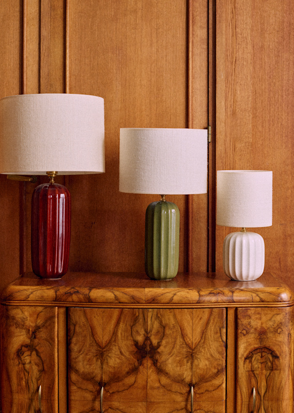 Traviata Lamp - Sage Green - Dolce lampshade - Jute Burlap - Ceramic ...