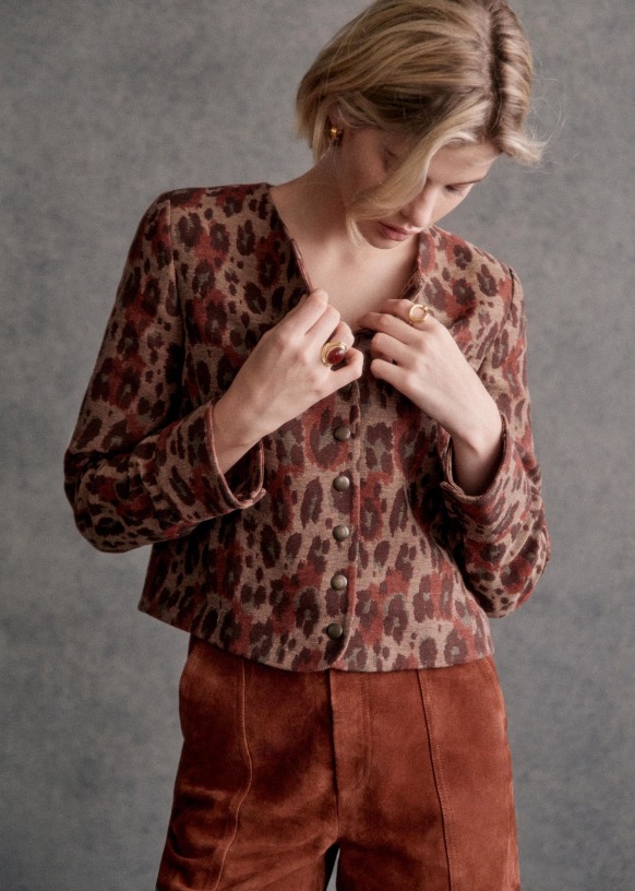 Veste Marlys - Pied de poule noir - Coton - Sézane