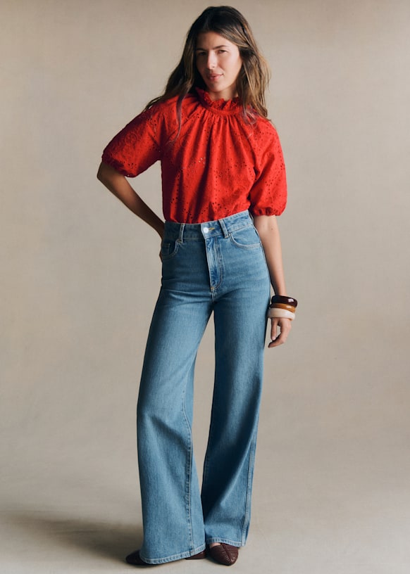 Shaily Blouse - Red Poppy - Cotton - Sézane
